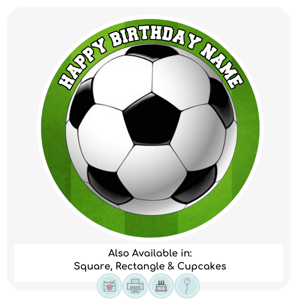 Soccer Cake Topper | Round, Square, Rectangle & Cupcake Avail. – Edible ...