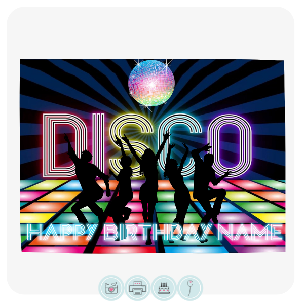 Disco Theme – Rectangle Edible Cake Topper – Edible Cake Toppers