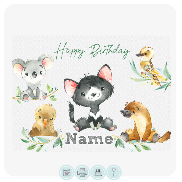 Aussie Friends – Rectangle Edible Cake Topper – Edible Cake Toppers