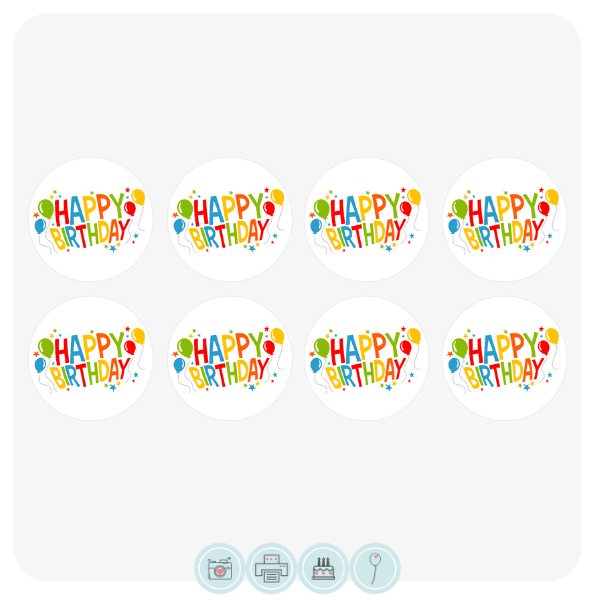 Colourful Happy Birthday Cupcake Toppers