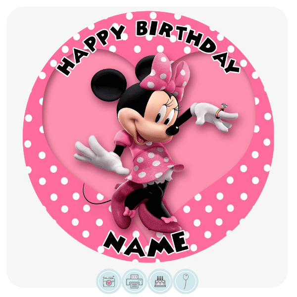 Minnie Mouse Pink Polka Dots Edible Cake Topper – Edible Cake Toppers