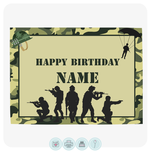 Army Themed – Rectangle Edible Cake Topper – Edible Cake Toppers