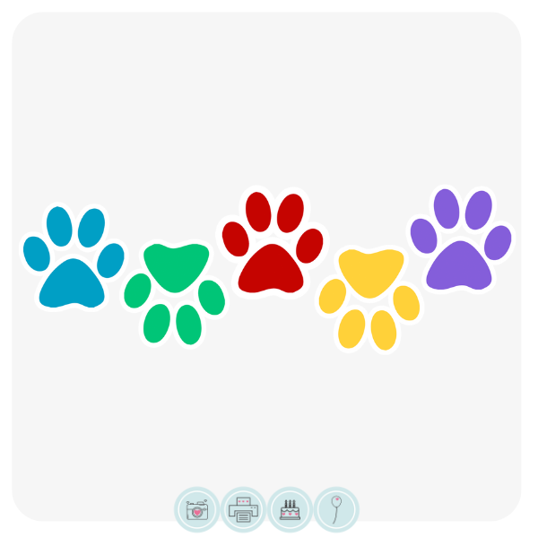 Colourful Paw Prints mini shapes | Edible Icing Images – Edible Cake ...