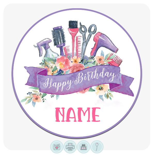 Hair Salon Themed – Edible Cake Topper – Edible Cake Toppers