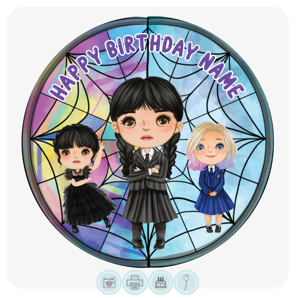 Cute Wednesday Addams Inspired Cake Topper – Edible Cake Toppers