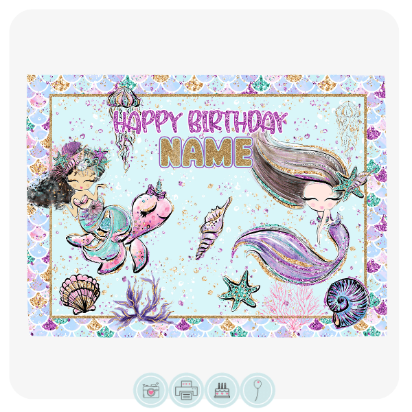 Stylish Mermaid Design 1 Rectangle Edible Cake Topper – Edible Cake Toppers