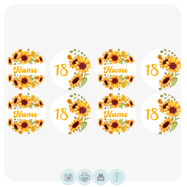 Watercolour Sunflower Design 2 Cupcake Toppers – Edible Cake Toppers