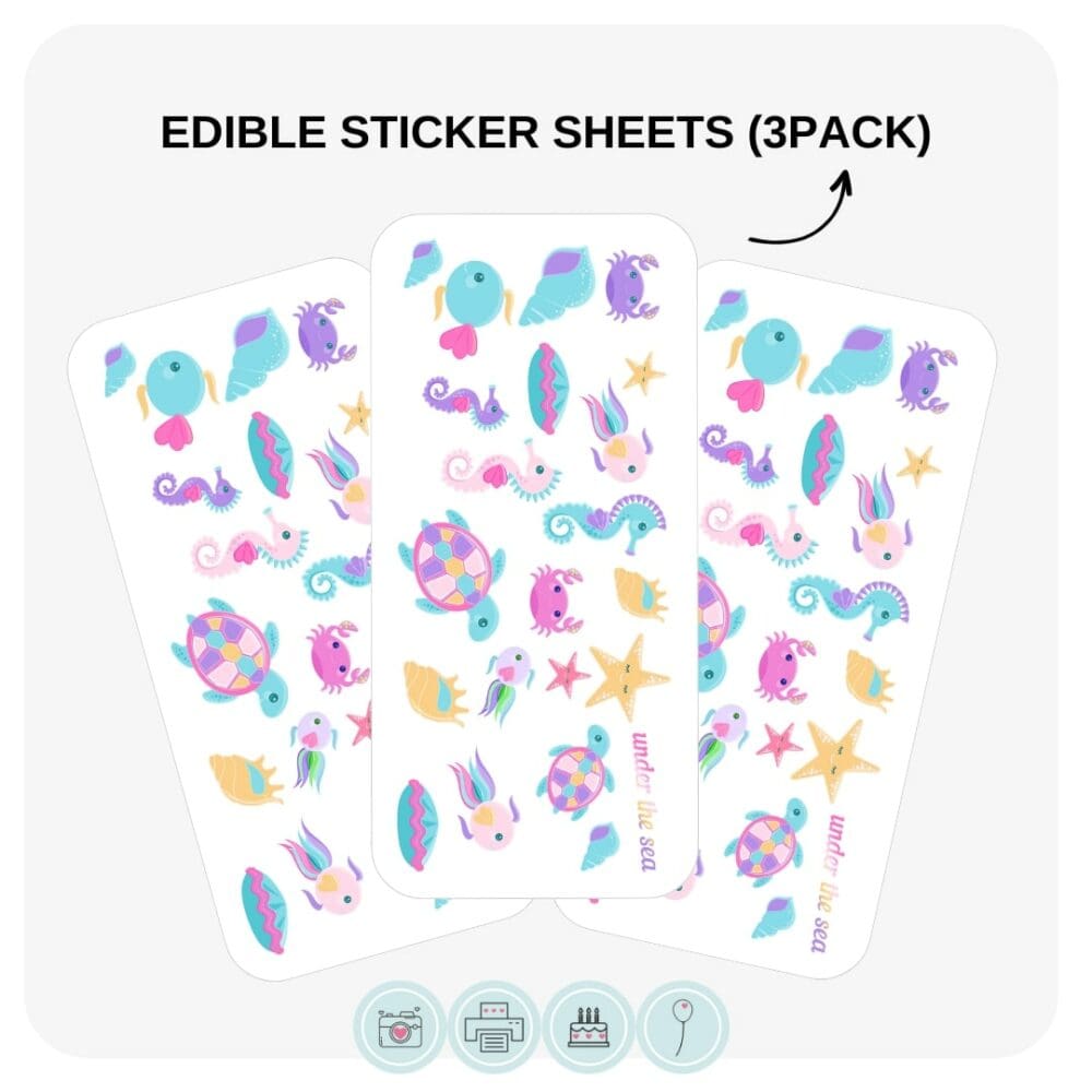 EDIBLE STICKER SHEETS | Pastel Under the Sea – Edible Cake Toppers