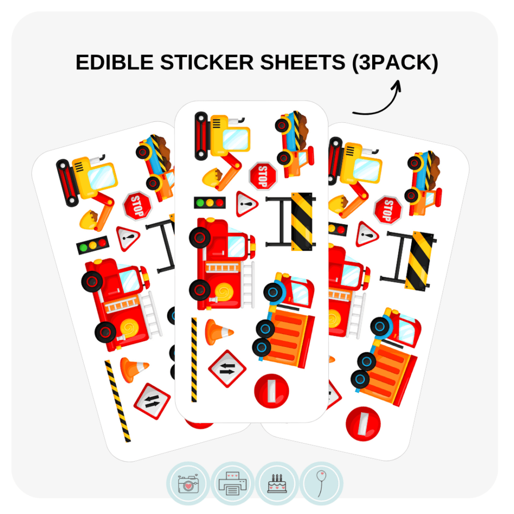 EDIBLE STICKER SHEETS | Trucks & Roadworks – Edible Cake Toppers
