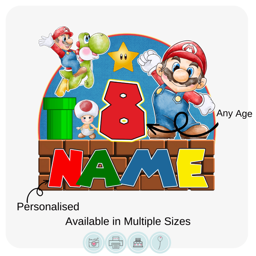 Premium Name Plaque | Super Mario inspired – Edible Cake Toppers