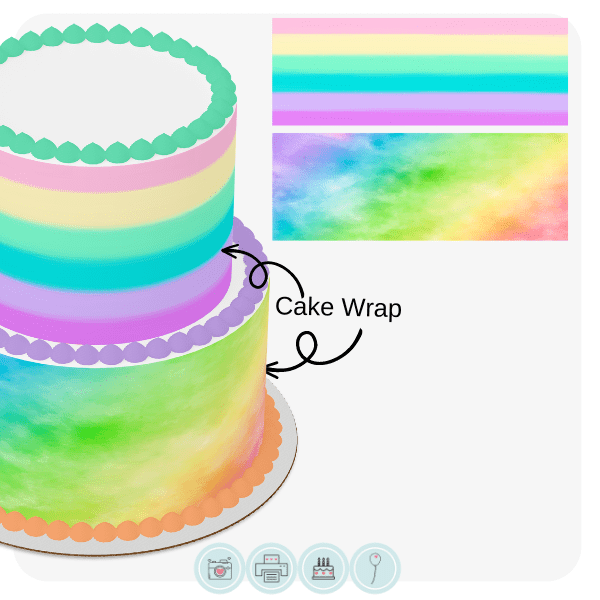 Cake Wrap // Pastel Rainbow – Edible Cake Toppers