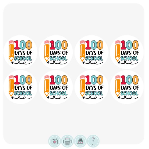 100 Days of School Pencil Design Cupcake Toppers – Edible Cake Toppers