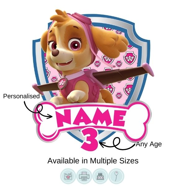 Premium Name Plaque | Paw Patrol Skye – Edible Cake Toppers