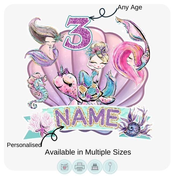 Premium Name Plaque | Stylish Mermaid – Edible Cake Toppers