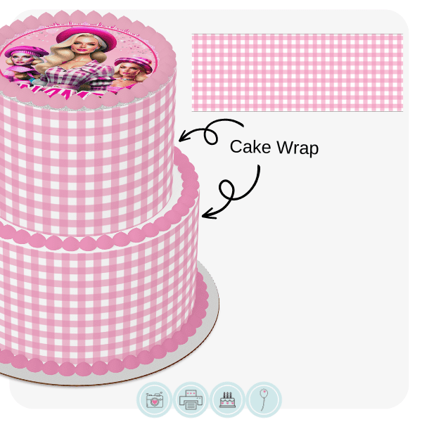 Cake Wrap // Pink Plaid – Edible Cake Toppers