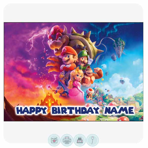 Super Mario Movie – Rectangle Edible Cake Topper – Edible Cake Toppers