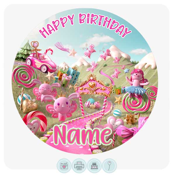 Pink Candyland Theme | Edible Cake Topper – Edible Cake Toppers