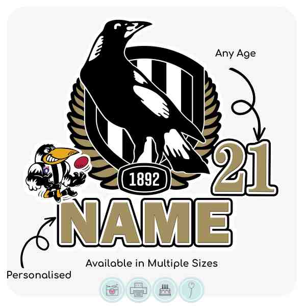 Premium Name Plaque | Collingwoods Magpies – Edible Cake Toppers
