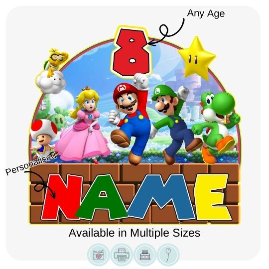 Premium Name Plaque | Super Mario Group – Edible Cake Toppers