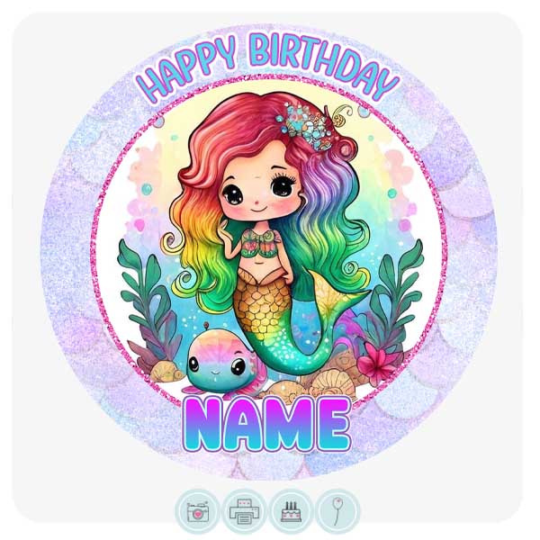 Bright Mermaid : Edible Cake Topper – Edible Cake Toppers
