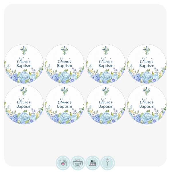 Blue Floral Cross Cupcake Toppers – Edible Cake Toppers